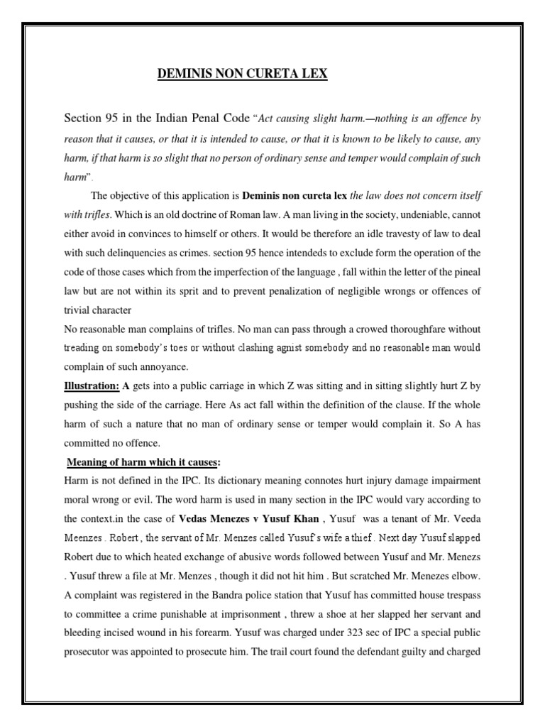 Section 95 in The Indian Penal Code: Deminis Non Cureta Lex | PDF ...