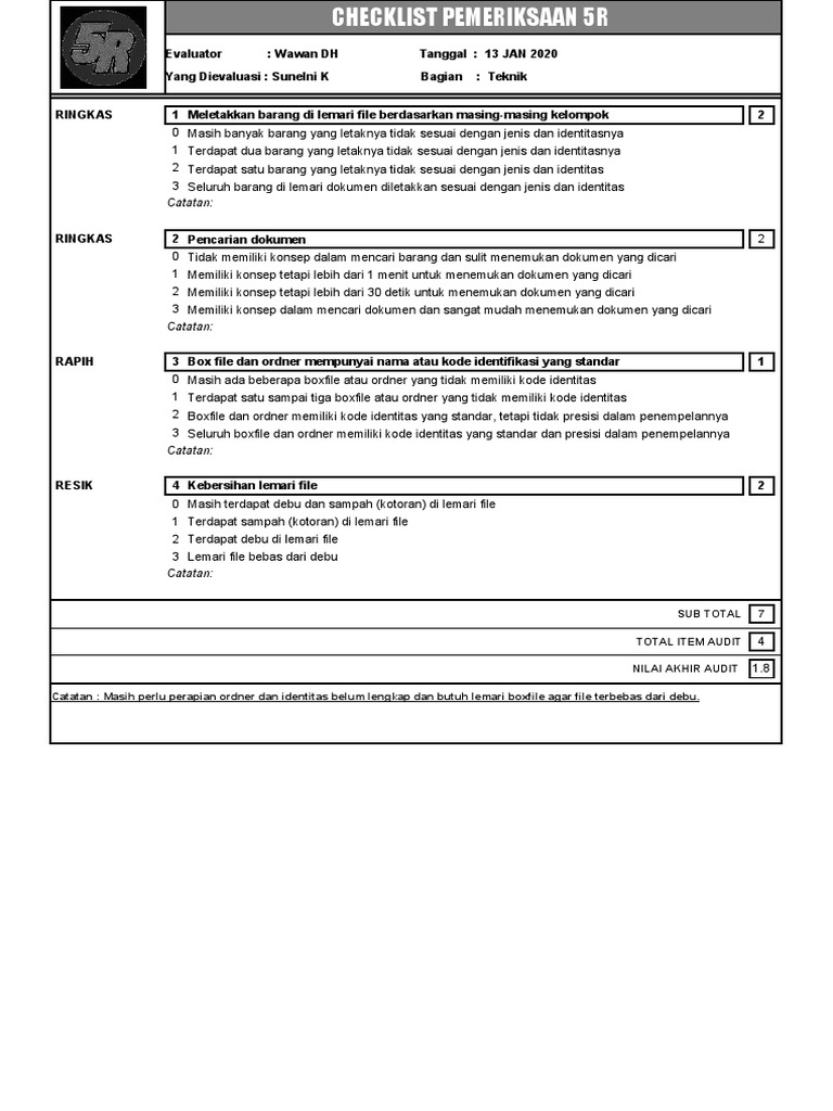 Temuan Audit Teknik 5R | PDF