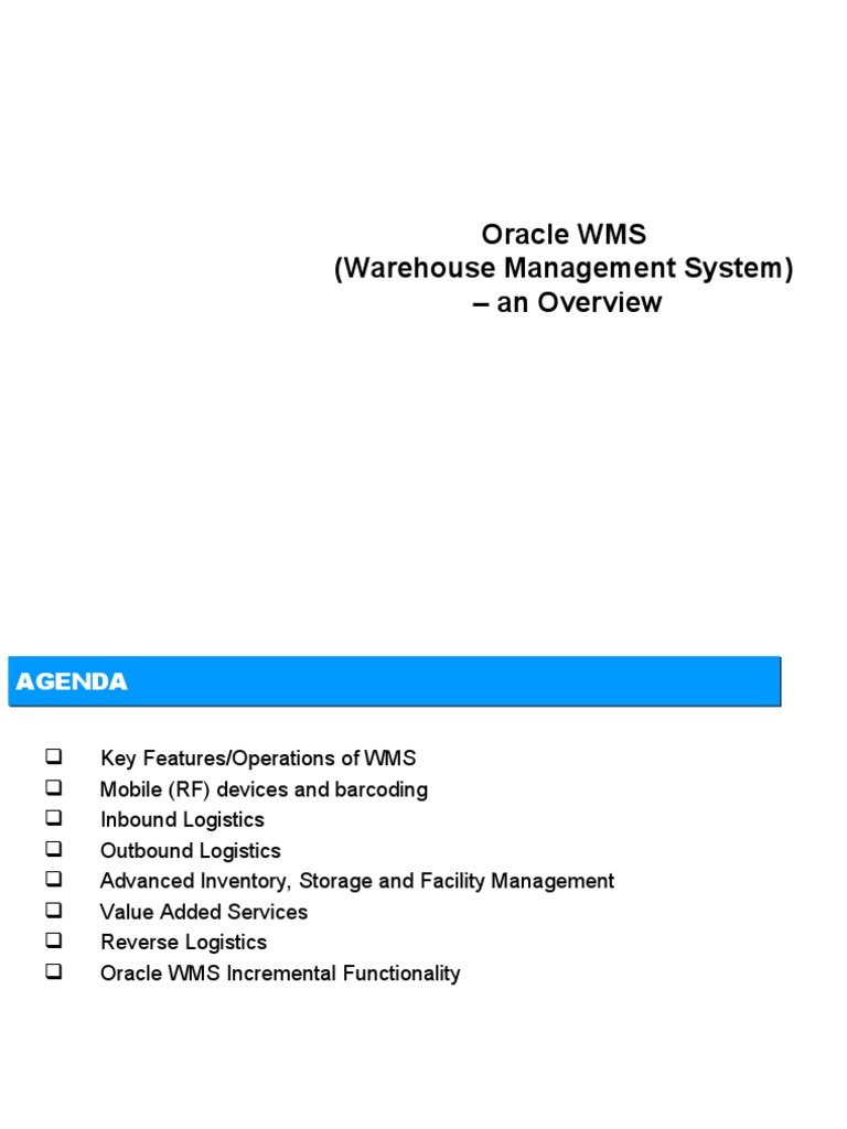 Oracle WMS (Warehouse Management System) - An Overview | PDF ...