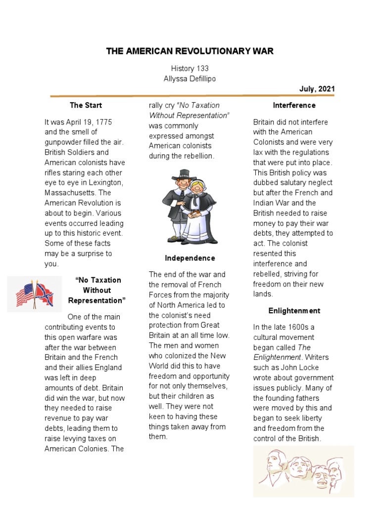 Integration in The Classroom Newsletter - American Revolution-1 | PDF ...
