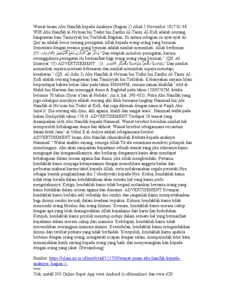 Cerita Abu Hanifah | PDF | Agama & Spiritualitas