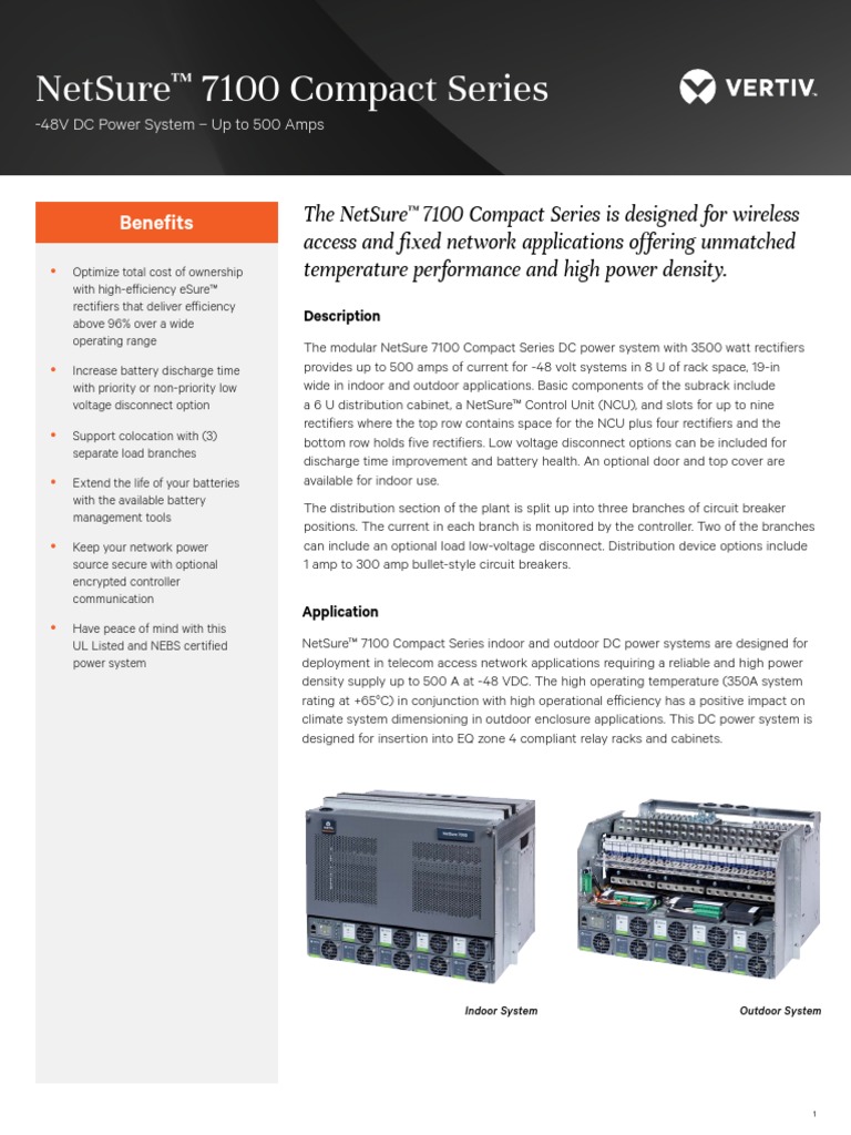 Netsure 7100 Compact Series: Benefits | PDF | Rectifier | Direct Current