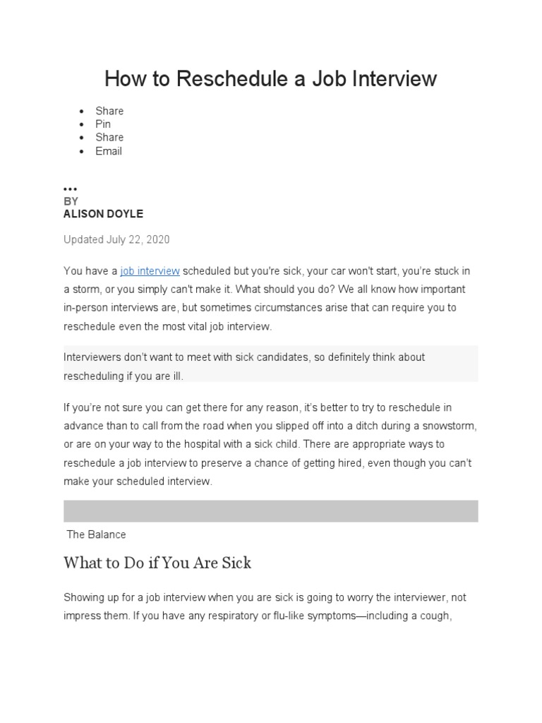 How To Reschedule A Job Interview | PDF | Job Interview
