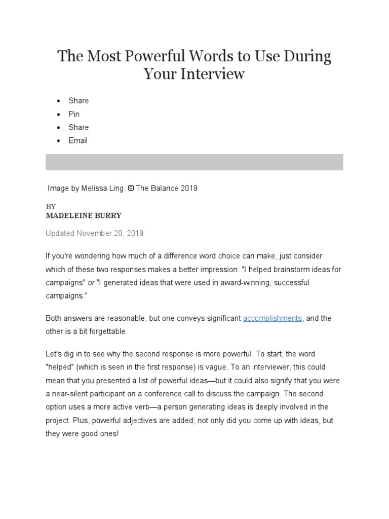 The Most Powerful Words To Use During Your Interview | Jargon | Leadership