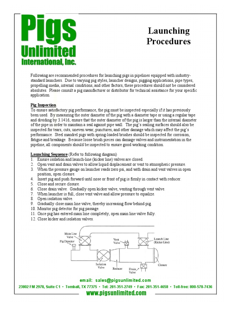 Pig Launching Procedures | PDF | Valve | Building Engineering