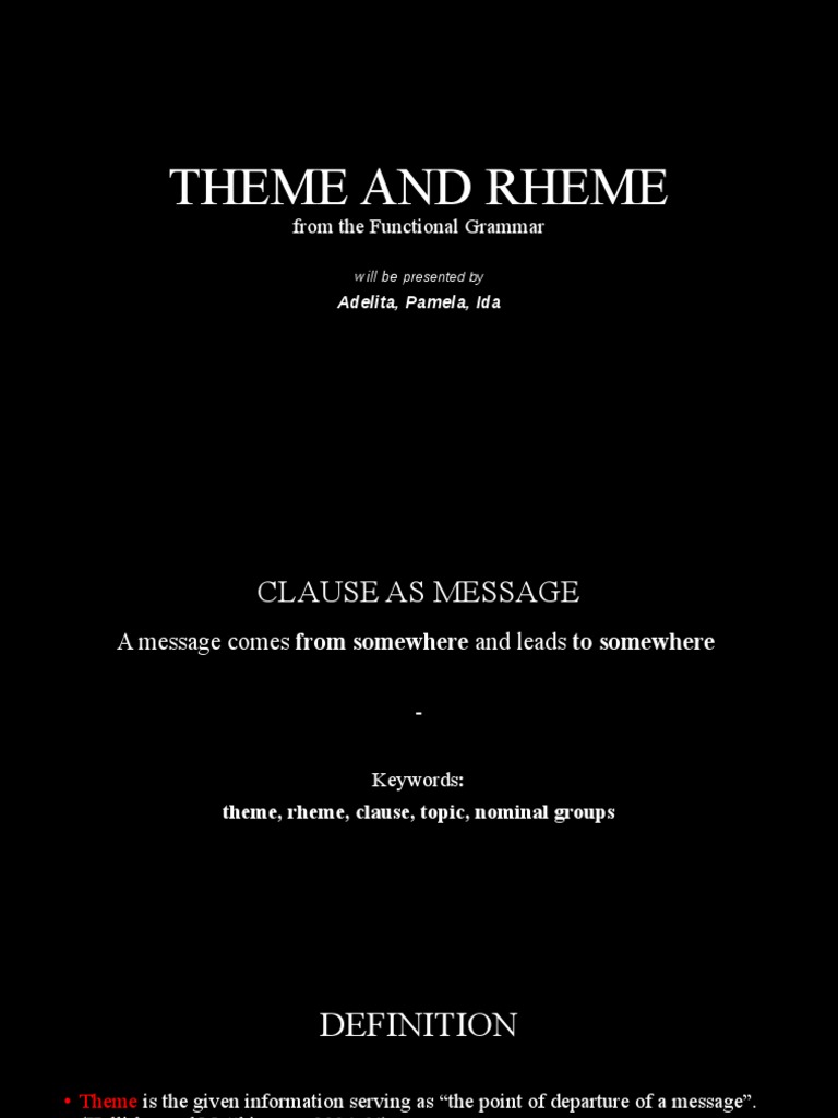 Theme and Rheme: From The Functional Grammar | PDF