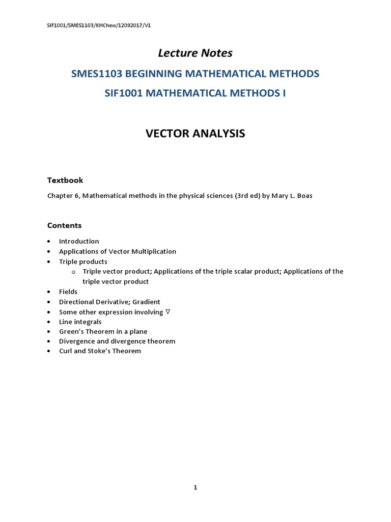 Vector Analysis | PDF | Vector Calculus | Divergence