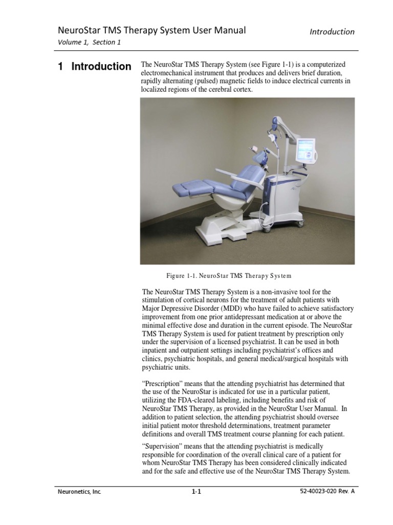 Neurostar Tms Therapy System User Manual: Volume 1, Section 1 | PDF ...
