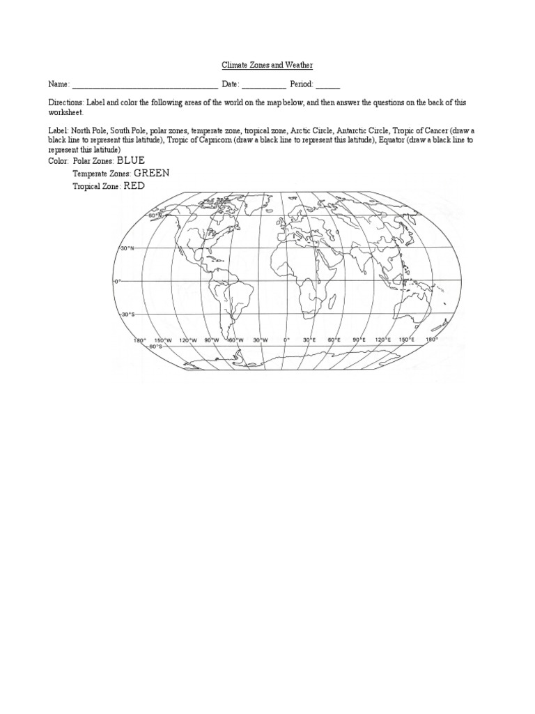 Climate and Weather Worksheet | PDF