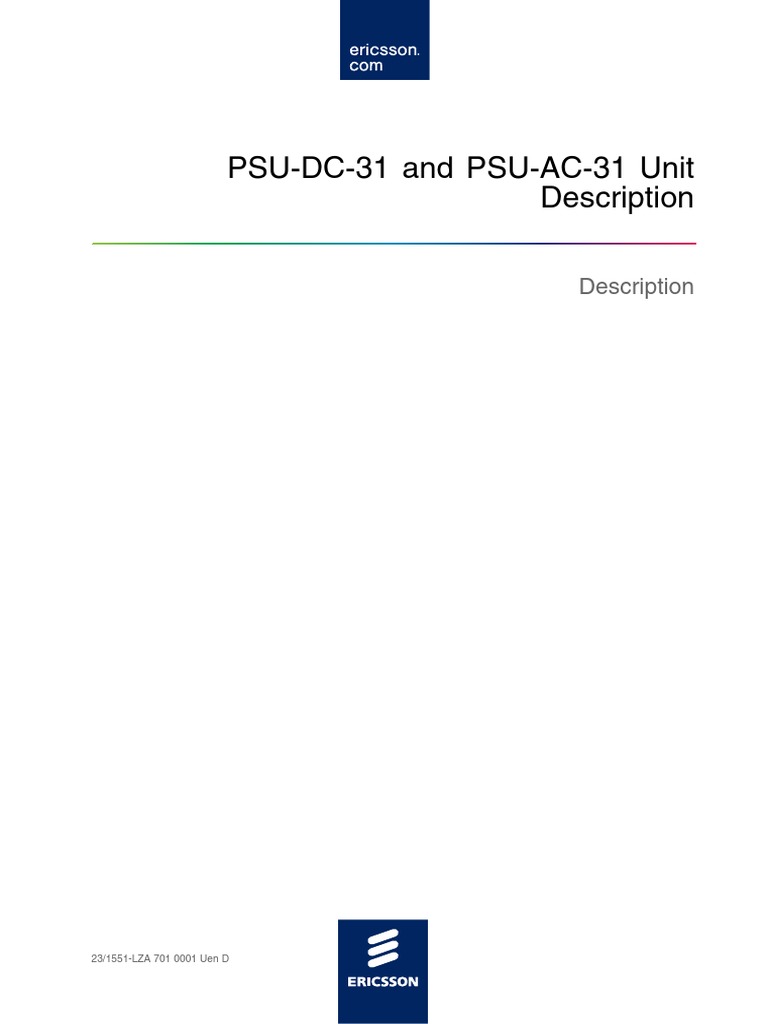 PSU-DC-31 and PSU-AC-31 Unit Description | PDF | Power Supply | Rectifier