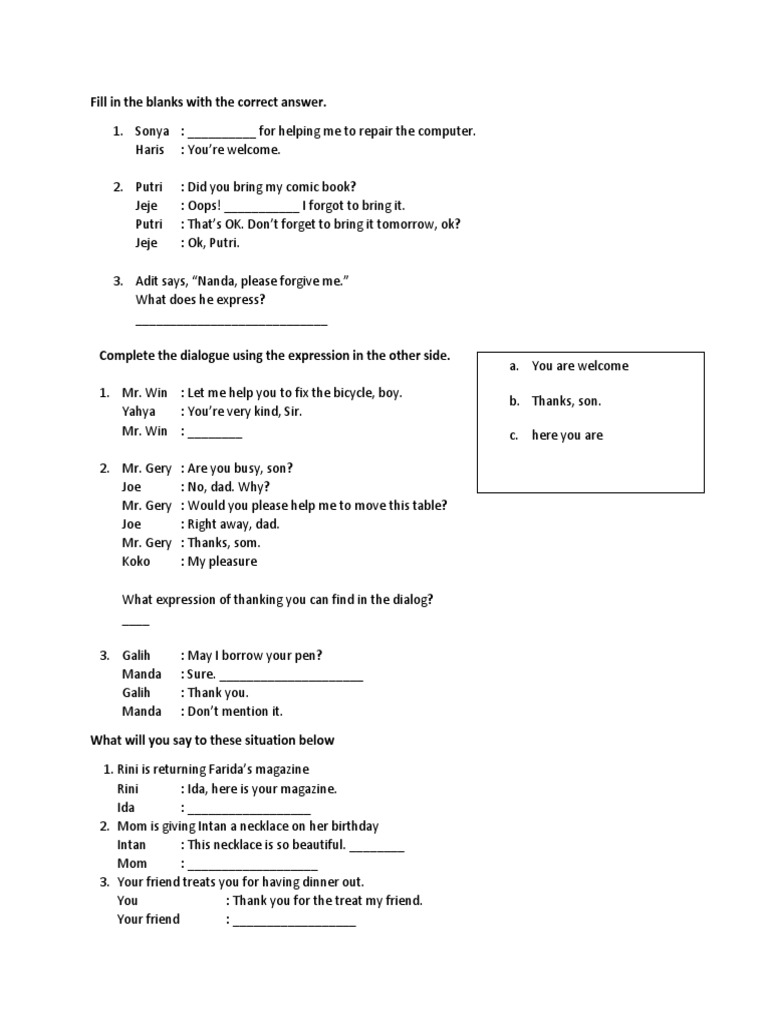 Dialogue Completion Exercises | PDF