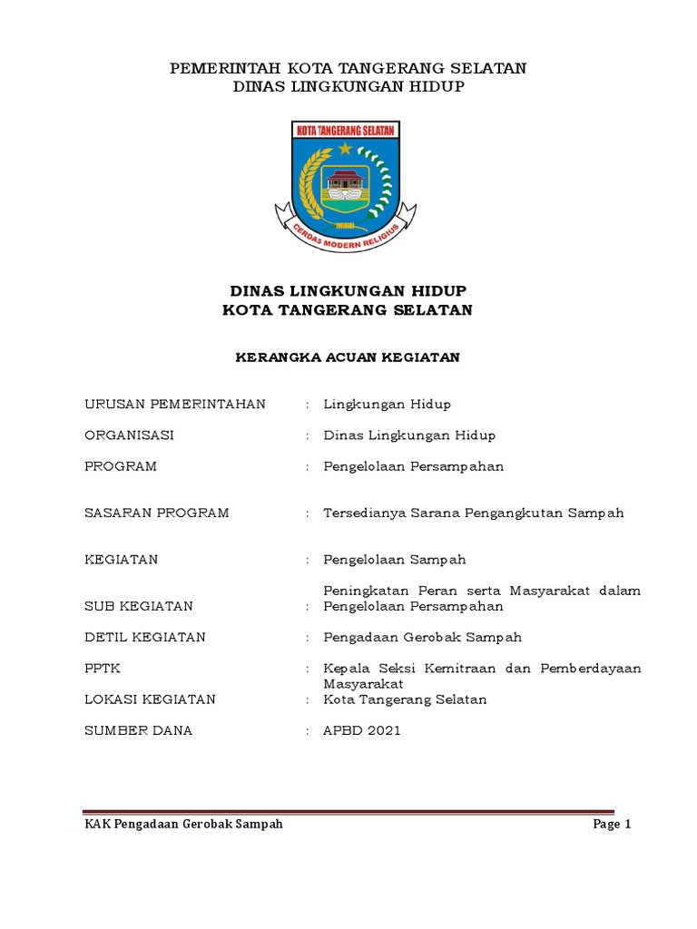 KAK Gerobak Sampah | PDF | Bisnis