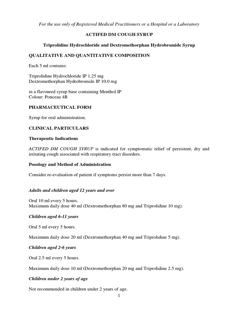 Actifed DM Cough Syrup | PDF | Selective Serotonin Reuptake Inhibitor ...