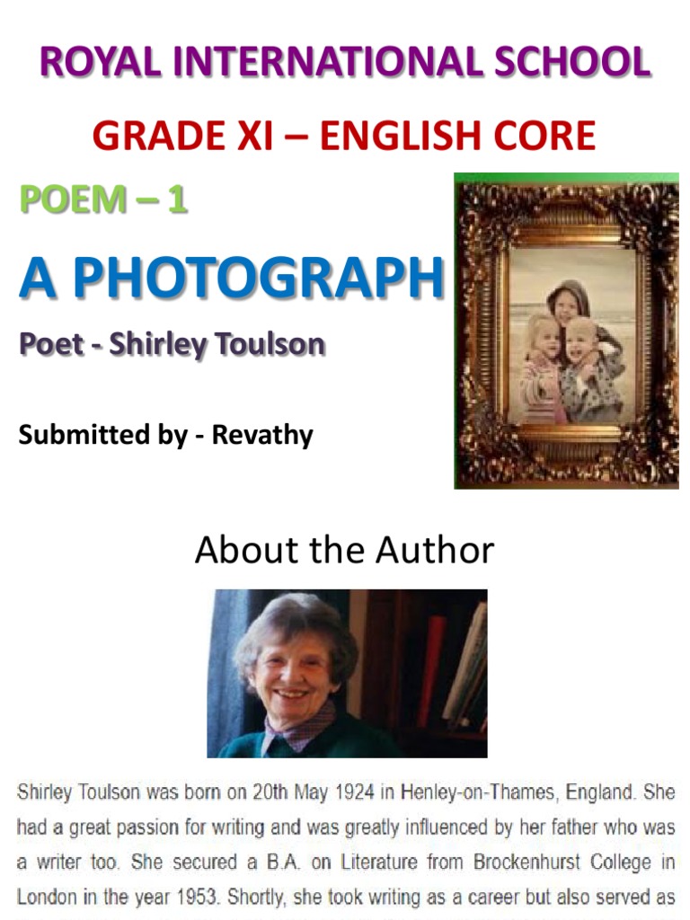 Grade 11-Poem - 1 A Photograph | PDF