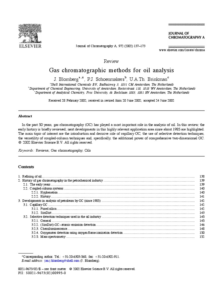 Gas Chromatographic Methods For Oil Analysis Pdf Cracking