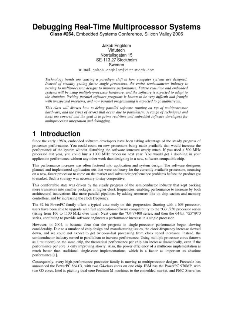 Debugging Real-Time Multiprocessor Systems: Class #264, Embedded Systems Conference, Silicon ...