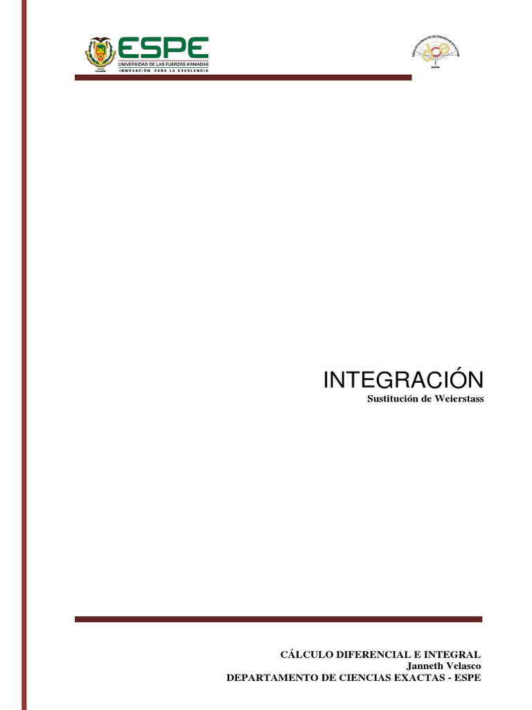 Integración mediante la sustitución de Weierstrass | PDF | Integral ...