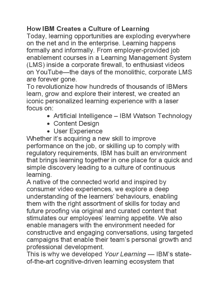 Ibm HRM | PDF | Leadership | Learning