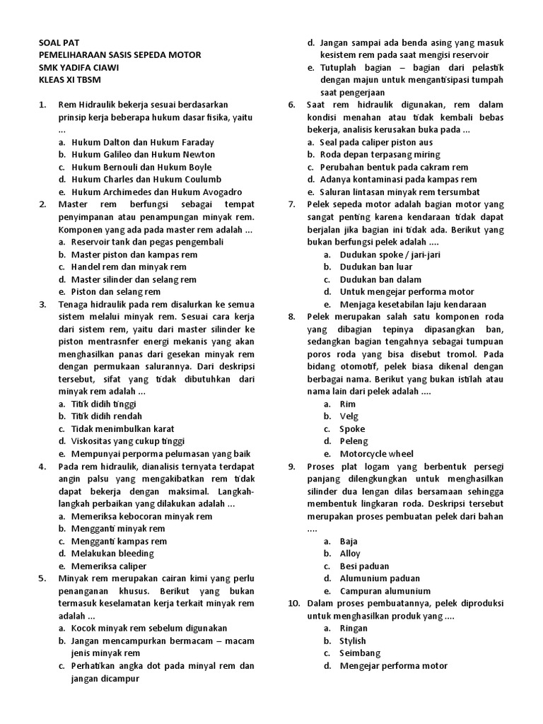 Soal Pat PSSM KLS Xi Sem 2 THN 2020-2021 | PDF