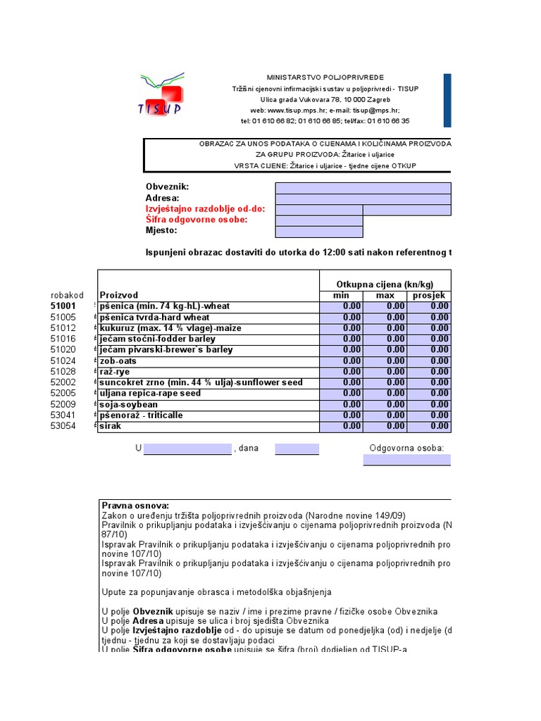Obrazac Zitarice Otkup | PDF