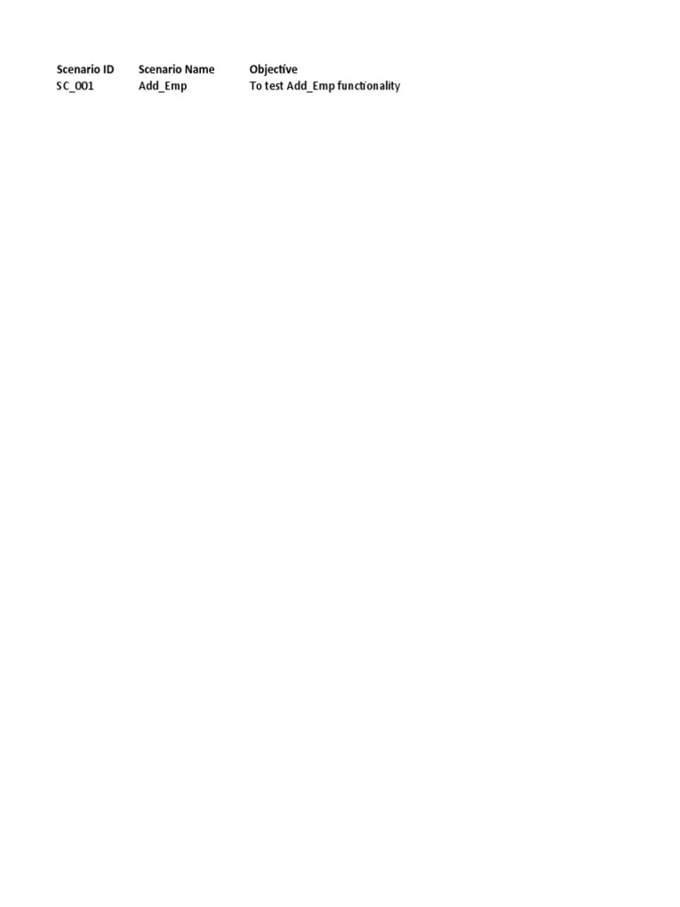 SC - 001 Add - Emp To Test Add - Emp Functionality: Scenario ID ...