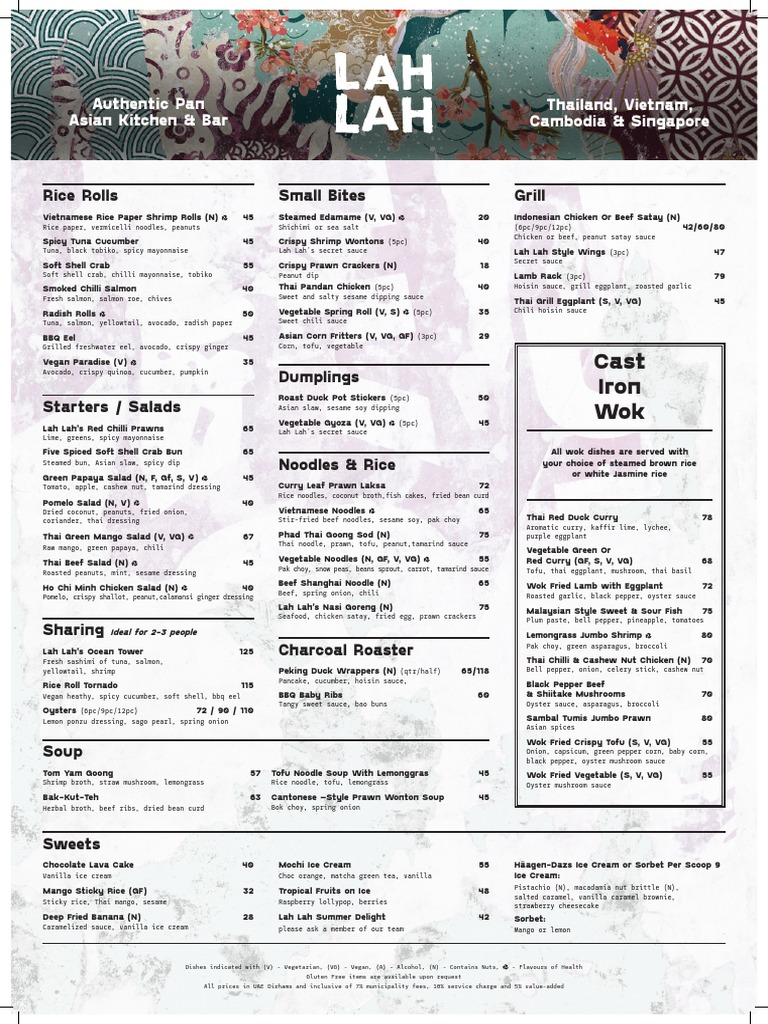 Lah Lah Menu - June 2019 | Download Free PDF | Curry | Tofu