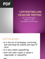 Campus Journalism - Copyreading and Headline Writing | PDF | Copy ...