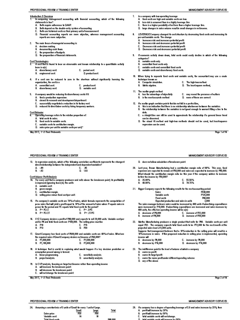 PRTC MAS 2017 May Preboards W Ans Key 140 PDF | PDF | Accounting ...