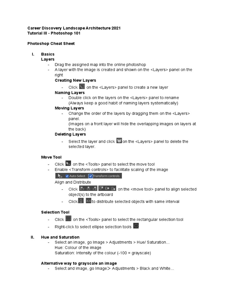Tutorial III - Photoshop Cheatsheet | PDF | Adobe Photoshop | Computing