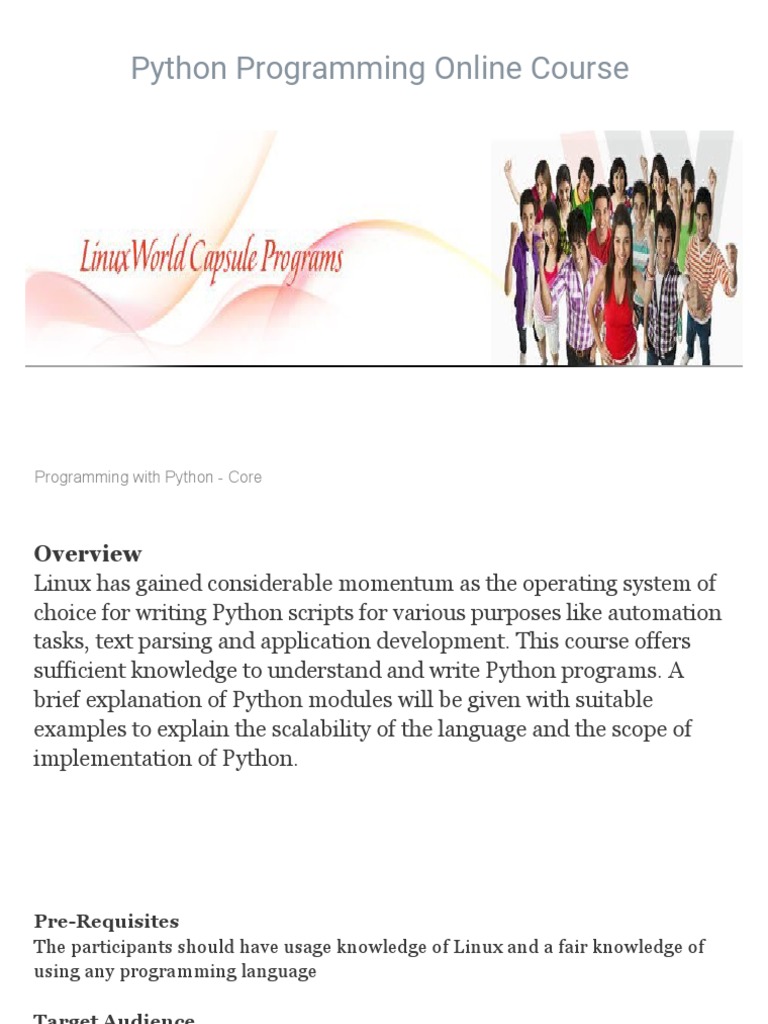 Python Programming Online Course - Lwindia | PDF | Art | Technology ...