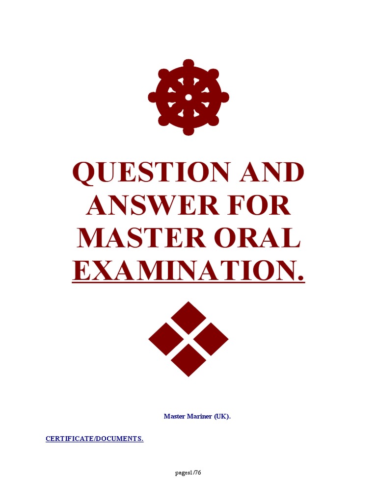 Question and Answer For Master Oral Examination | PDF | Marine Salvage ...