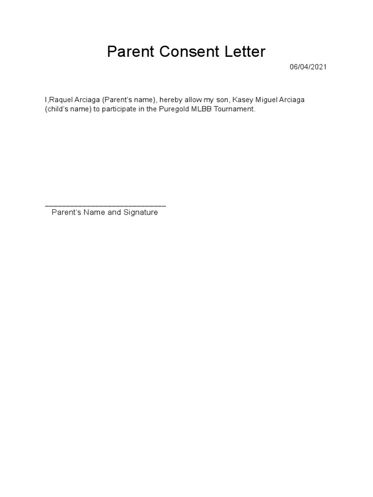 Parent Consent Letter | PDF