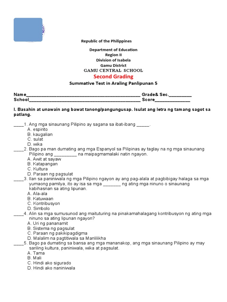 AP5 Q2 Summative Test | PDF