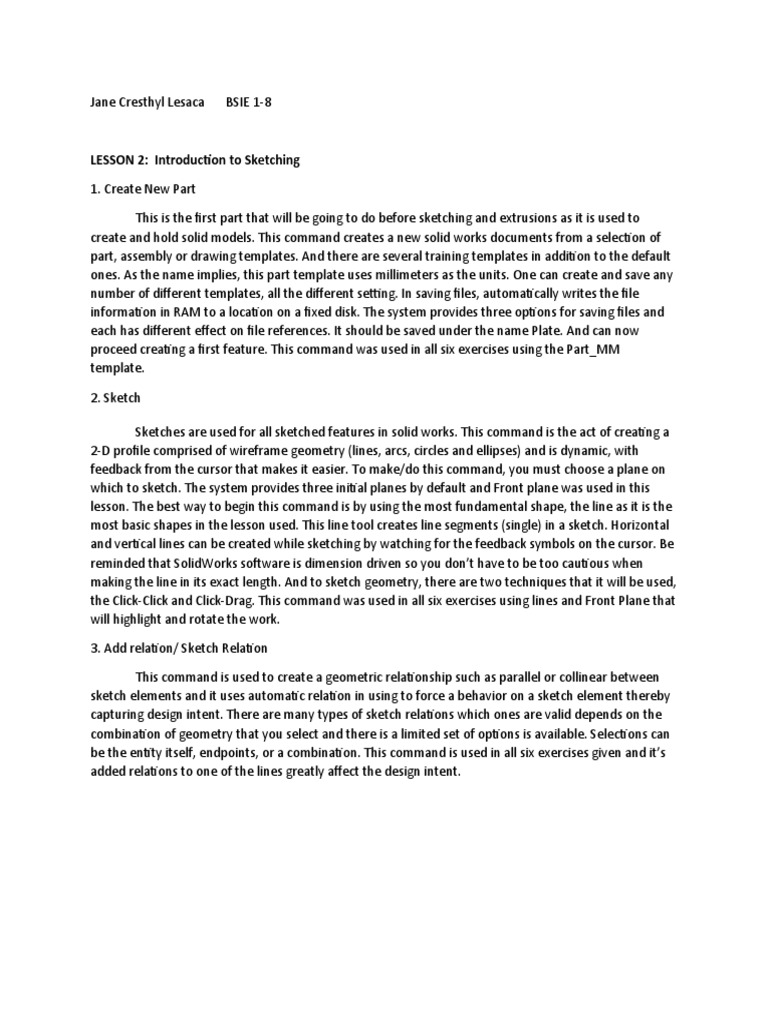 LESSON 2: Introduction To Sketching | PDF | Extrusion | Line (Geometry)