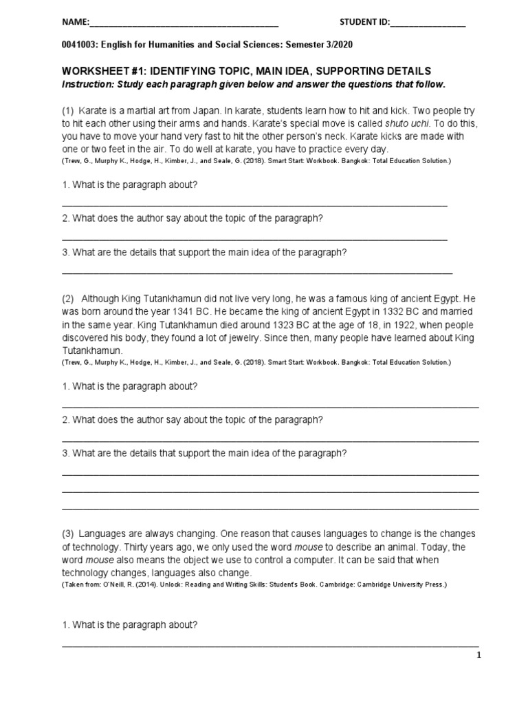Main Idea and Supporting Details Worksheet | PDF | Storms | Baggage