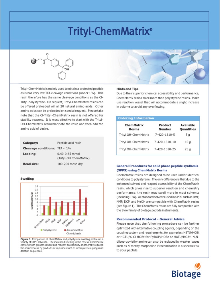 Trityl Oh - Chemmatrix Tech Note | PDF | Physical Sciences | Chemistry