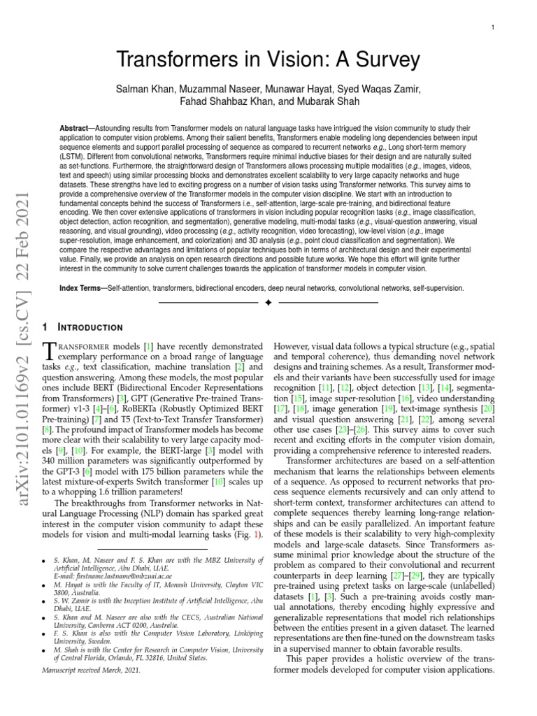 Transformers For Vision | PDF | Learning | Computer Vision