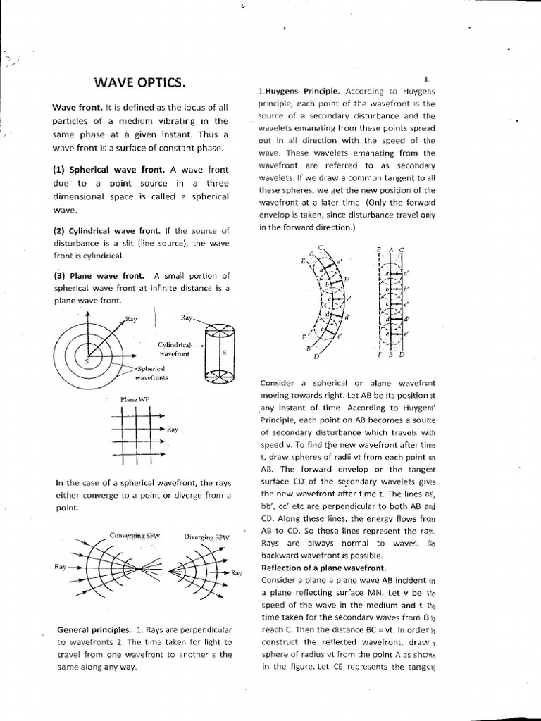 Wave Optics PROF Notes | PDF
