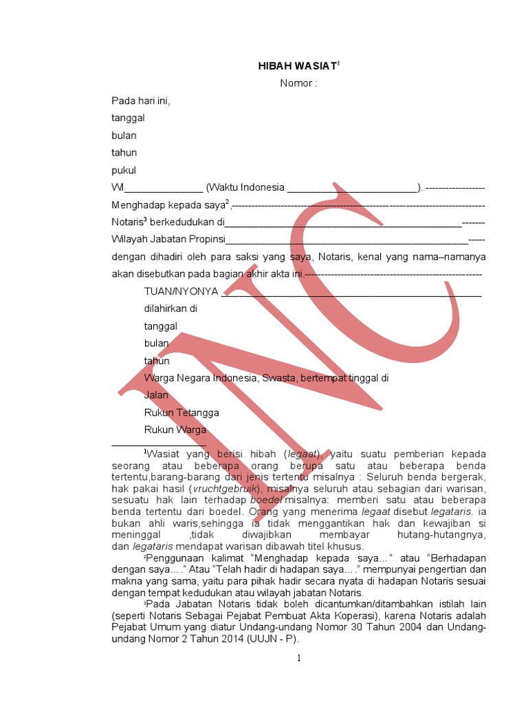 Contoh Akta Hibah Wasiat | PDF