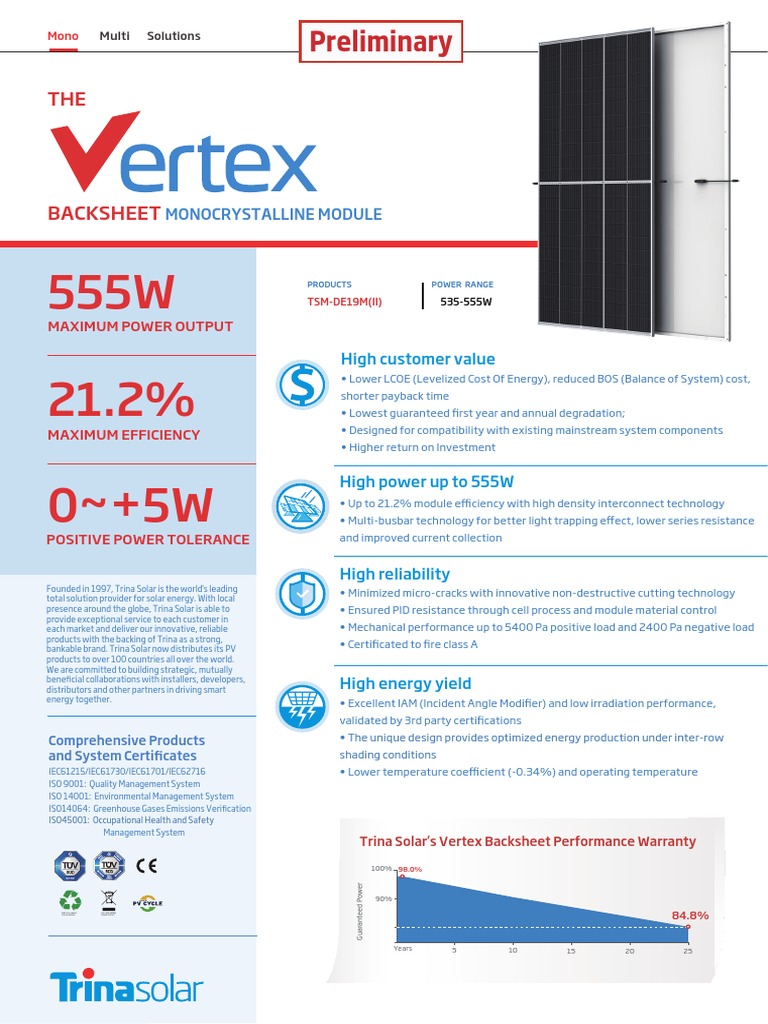 Preliminary: Monocrystalline Module | PDF | Photovoltaics | Solar Panel