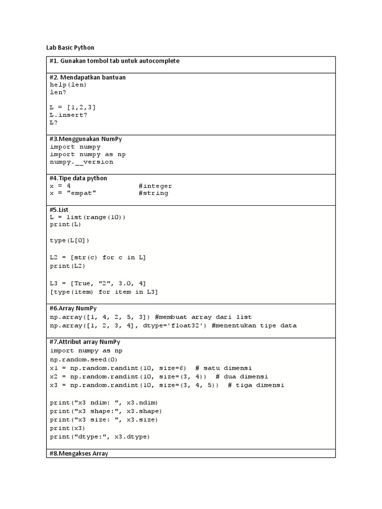 Lab Hari 1-0 Basic Python | PDF