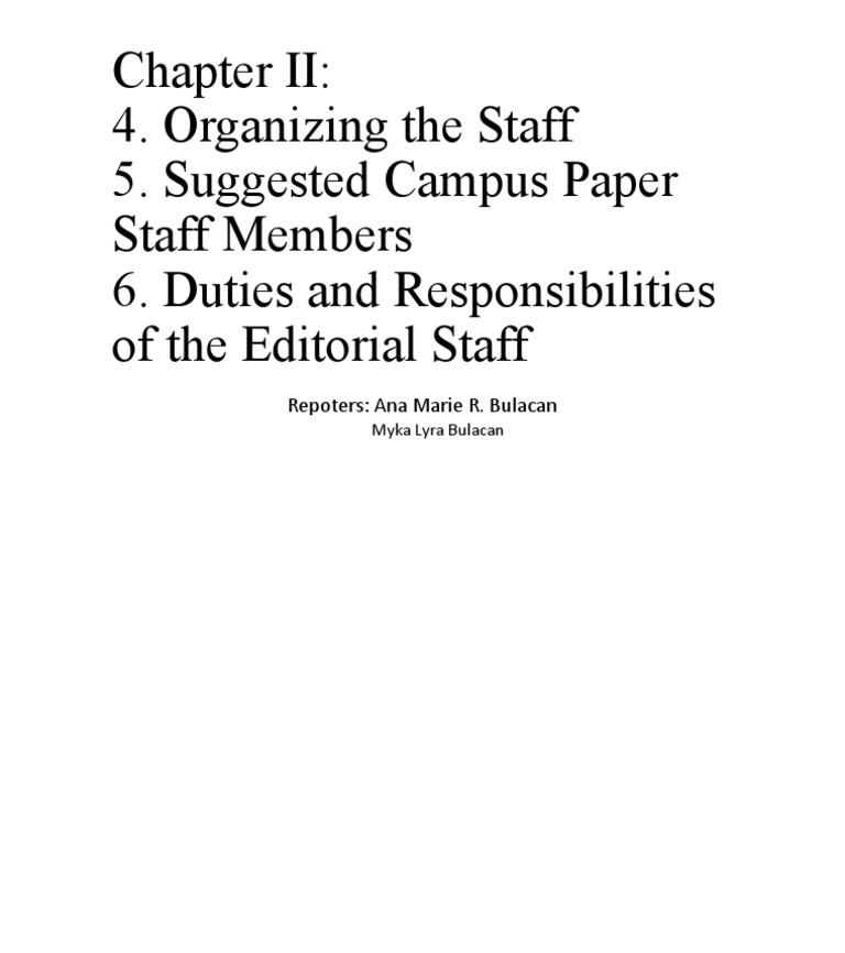 Organizing Campus Paper Staff Roles | PDF