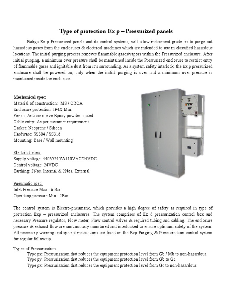 Type of Protection Ex P - Pressurized Panels: Mechanical Spec | PDF