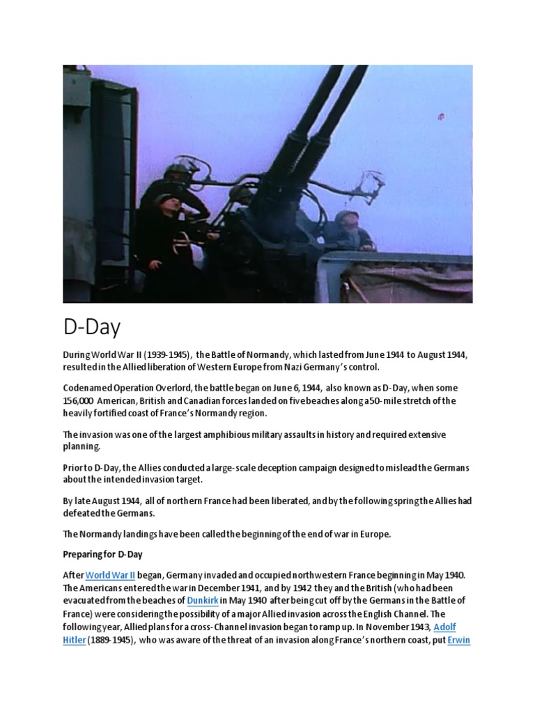 D Day | PDF | Operation Overlord | Normandy Landings