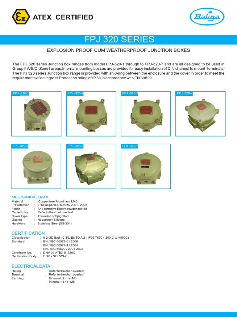 FPJ 320 Series: Explosion Proof Cum Weatherproof Junction Boxes | PDF ...