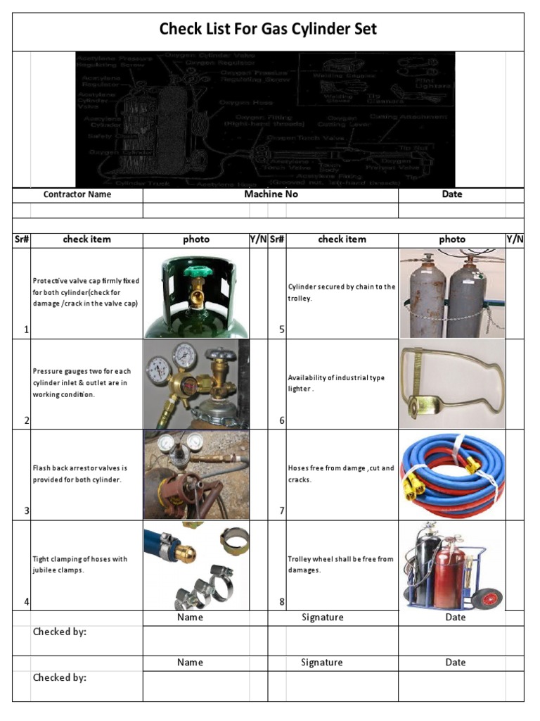 Gas Cylinder Check List | PDF