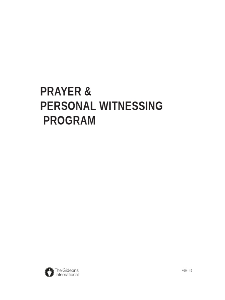 Gideons Prayer and Personal Witnessing Manual | PDF | Prayer | Jesus