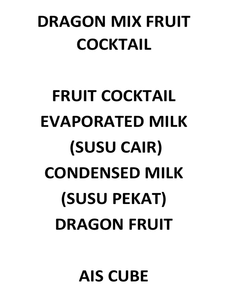 Dragon Fruit Cocktail Recipe | PDF | Cooking, Food & Wine
