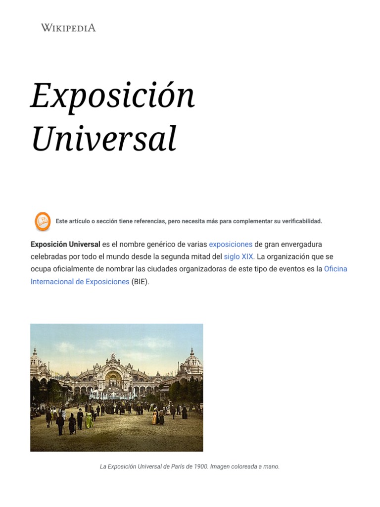 Historia de las Exposiciones Universales | PDF | Feria Mundial | Ferias