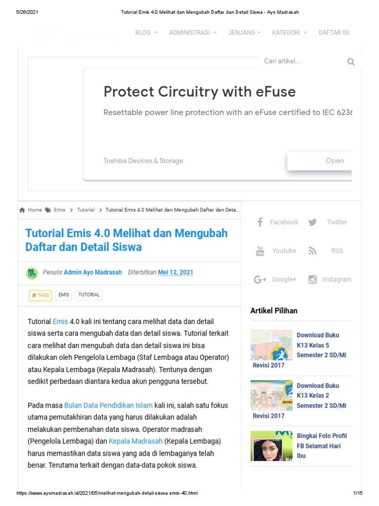 Tutorial Emis 4.0 Melihat Dan Mengubah Daftar Dan Detail Siswa - Ayo Madrasah | PDF